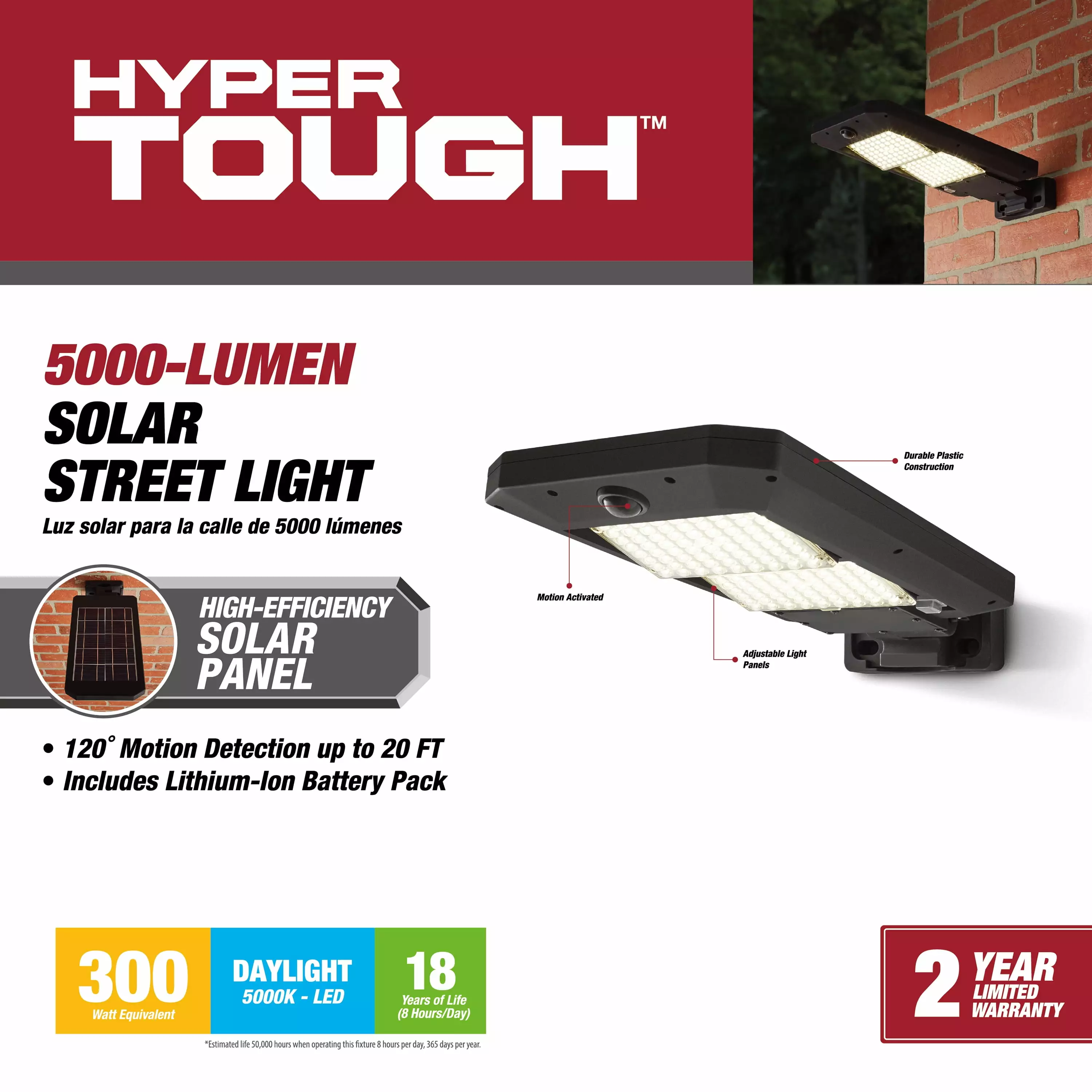 Hyper Tough 5000 Lumen Motion Sensor Solar Street Light - Your Outdoor ...